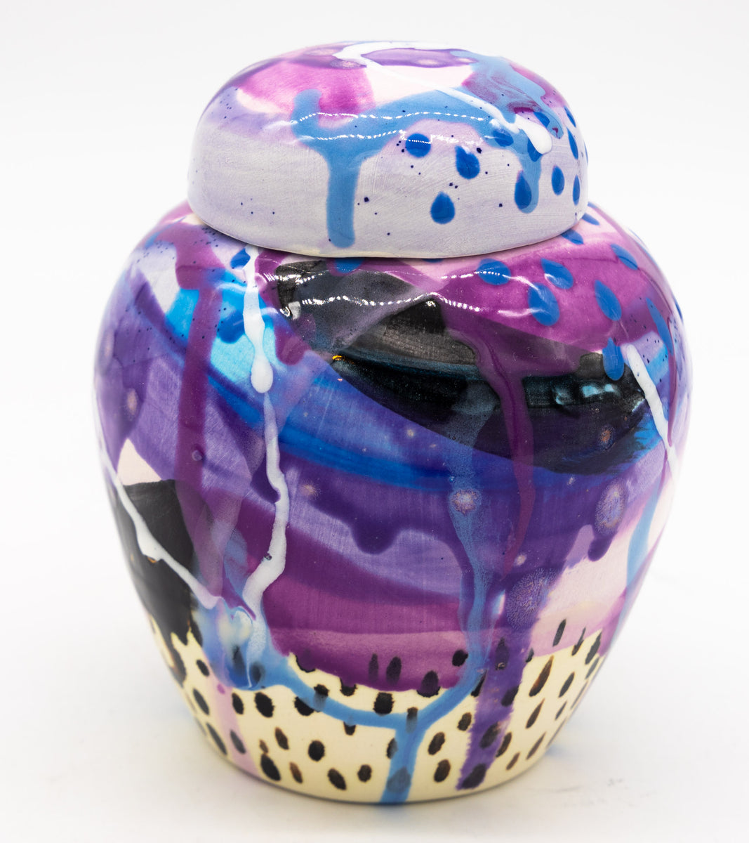#93 Small Hand painted modern jar – Suze Ford Studios