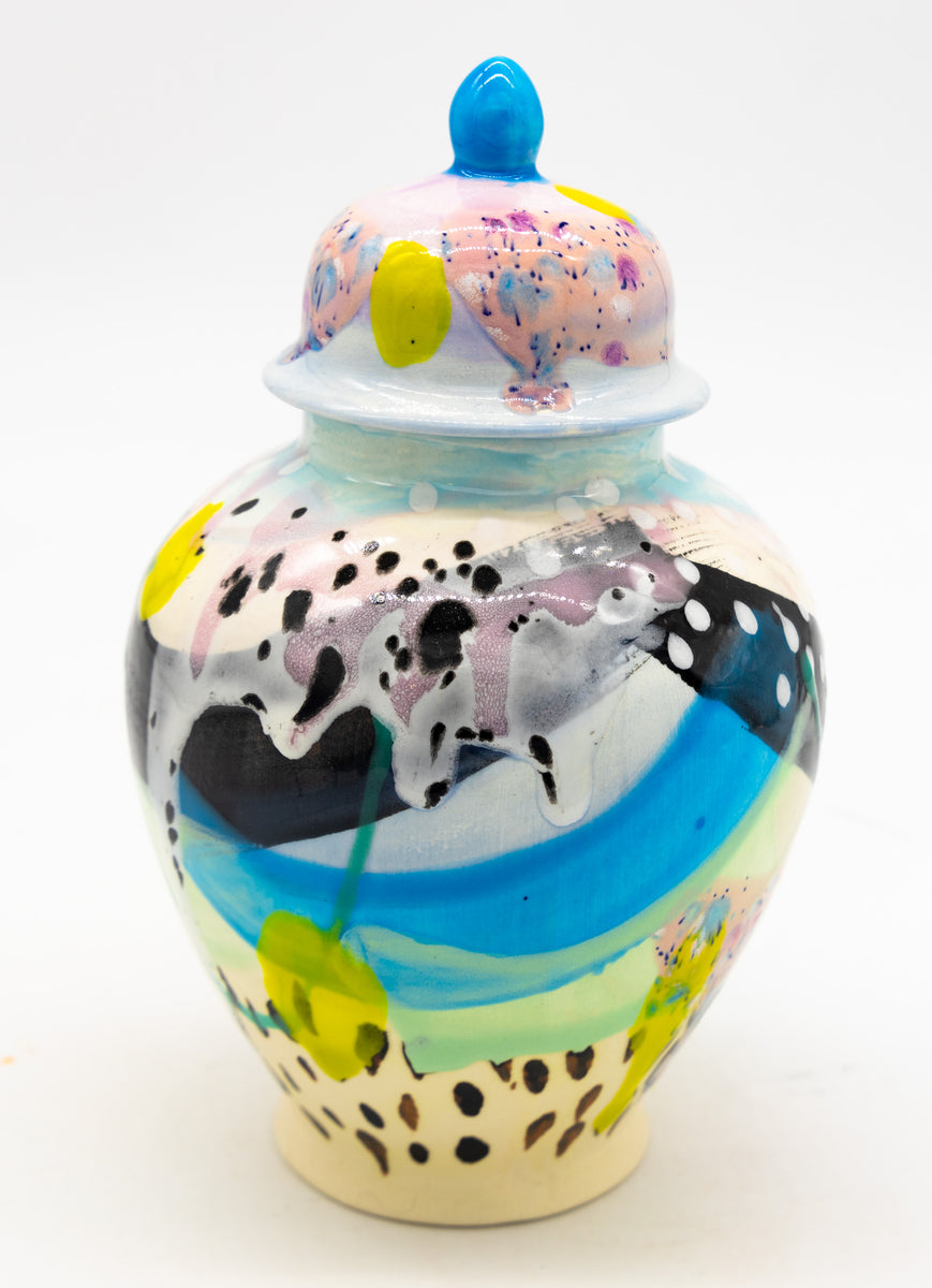 #95 Small Hand painted modern jar – Suze Ford Studios