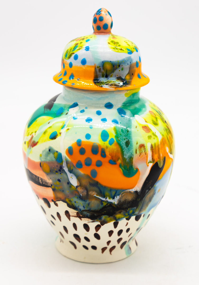 #96 Small Hand painted modern jar – Suze Ford Studios