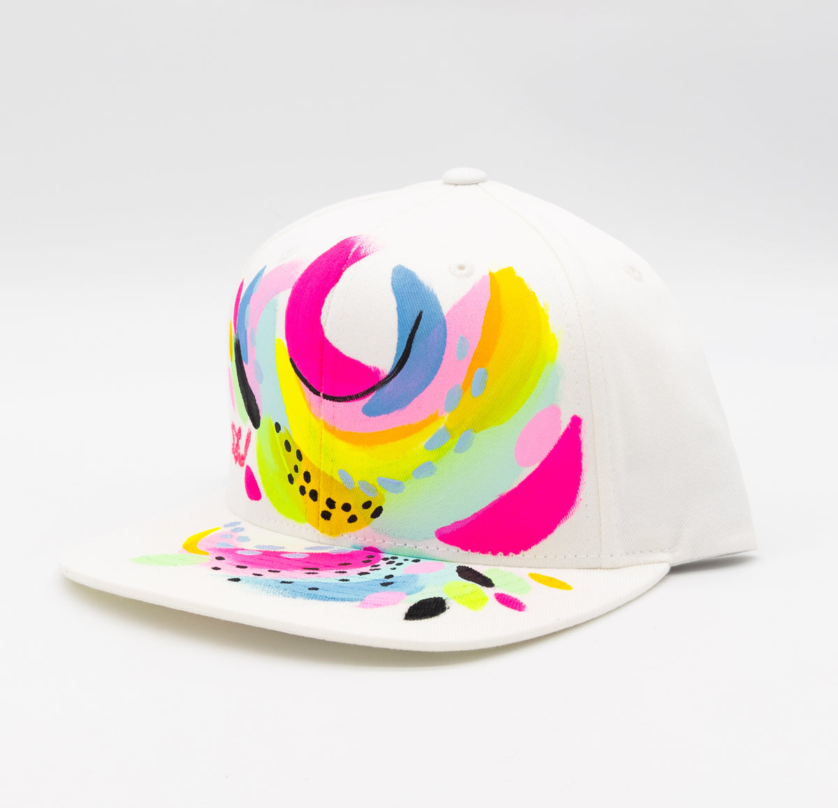 #15 Abstract Hand Painted White Organic Hat – Suze Ford Studios