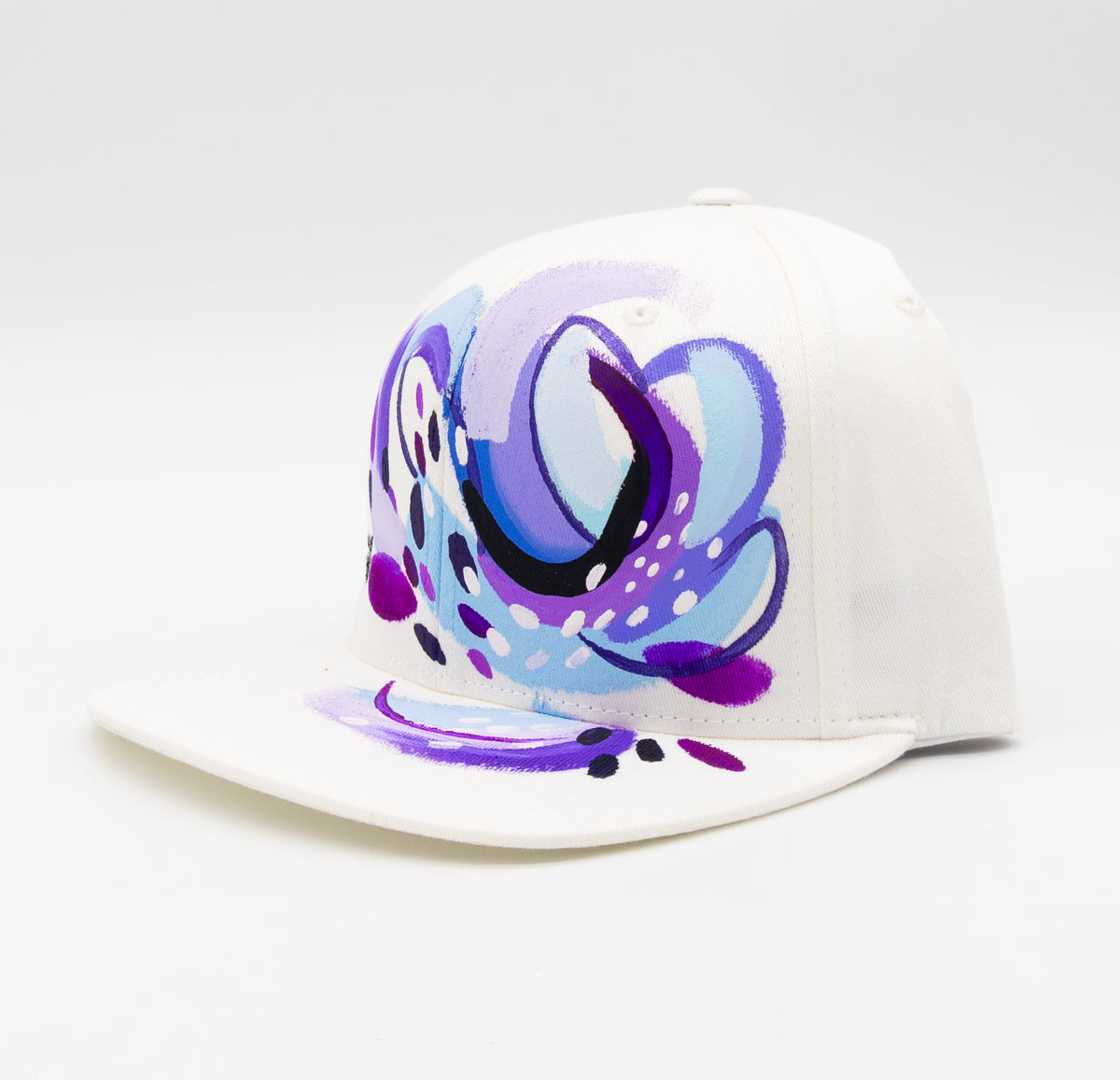 #16 Abstract Hand Painted White Organic Hat – Suze Ford Studios